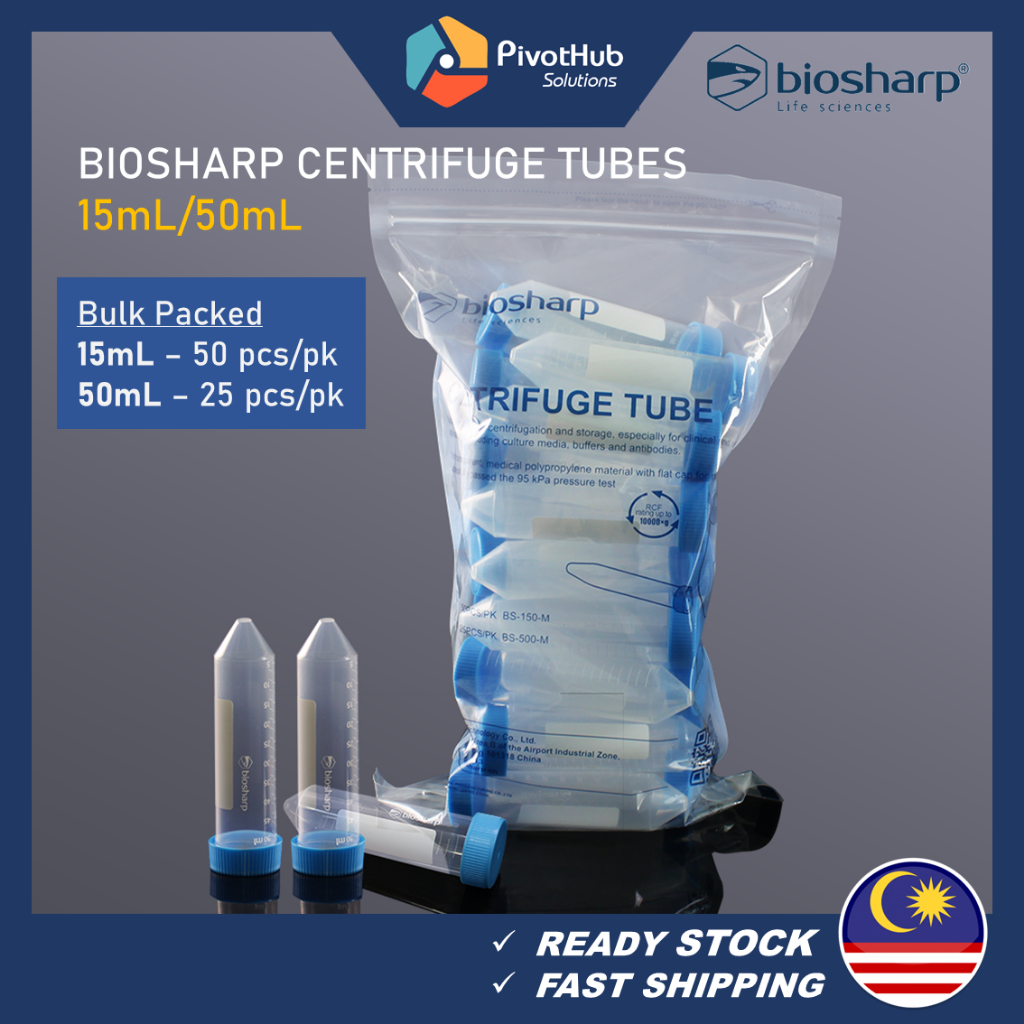 BIOSHARP 15ml / 50ml Centrifuge Tubes, Autoclavable Falcon Tubes, Conical Bottom, Screw Cap ...