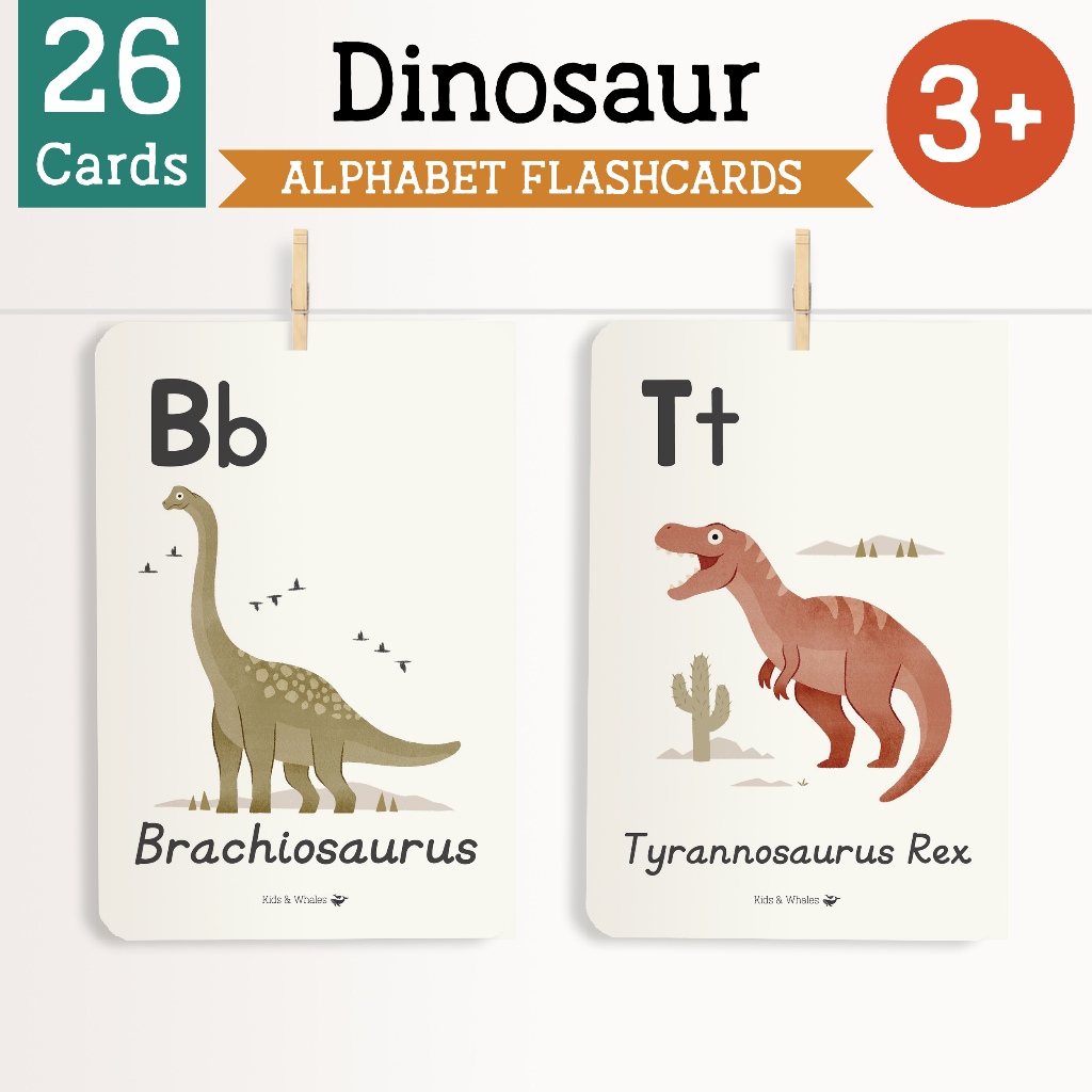 Dinosaur Flashcards - Dinosaur Alphabet Flash Cards - Educational Cards ...