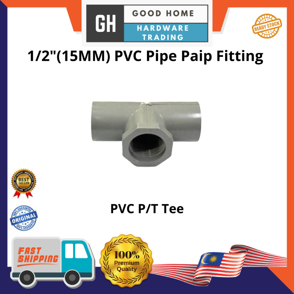 1/2" (15MM) PVC Pipe Paip Fitting (Elbow/Socket/Valve Socket/Tee/PT Socket/End Cap/Plug/Tank ...