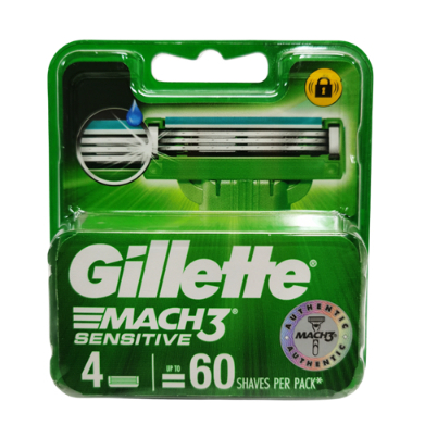 Gillette MACH 3 SENSITIVE/TURBO 3D Blade Refills (2 Cartridge/4 ...