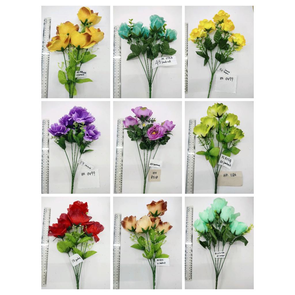 Bunga bunga ros jambak campuran 5 cabang/jambak | Shopee Malaysia