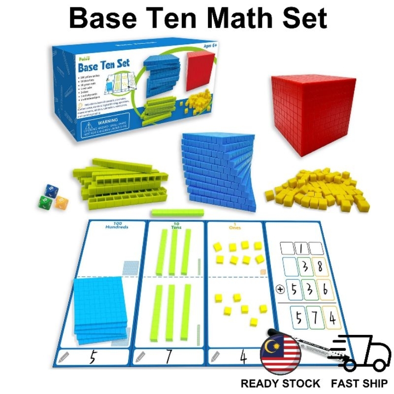 136pcs Base Ten Mathematics Learning Kit Maths Early Education Base Ten ...