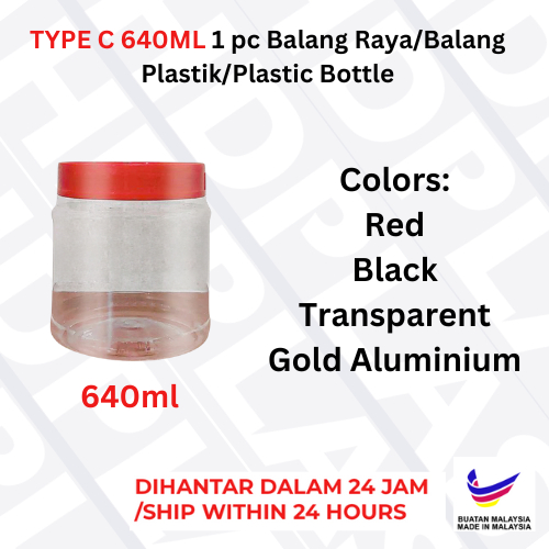 TYPE C 640ML 1 pc Gold Aluminum/Transparent/Red/Black/ Balang Raya ...