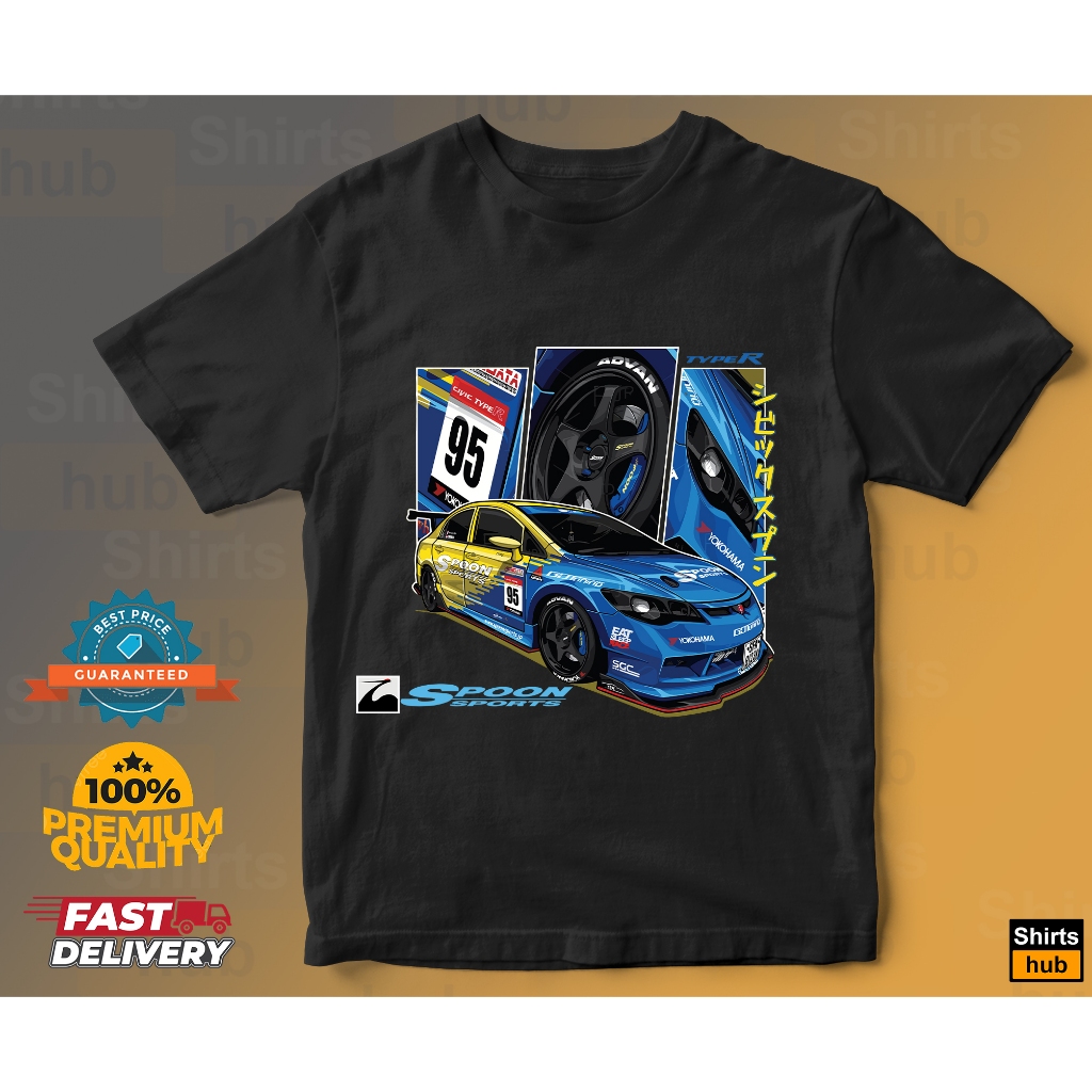 BAJU HONDA CIVIC FD SPOON SPORTS T-SHIRT ROUNDNECK COTTON LENGAN PENDEK | Shopee Malaysia