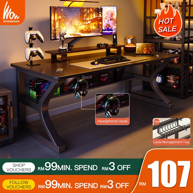 Gaming Table Meja Gaming With Cable Management Tray Computer Table With ...