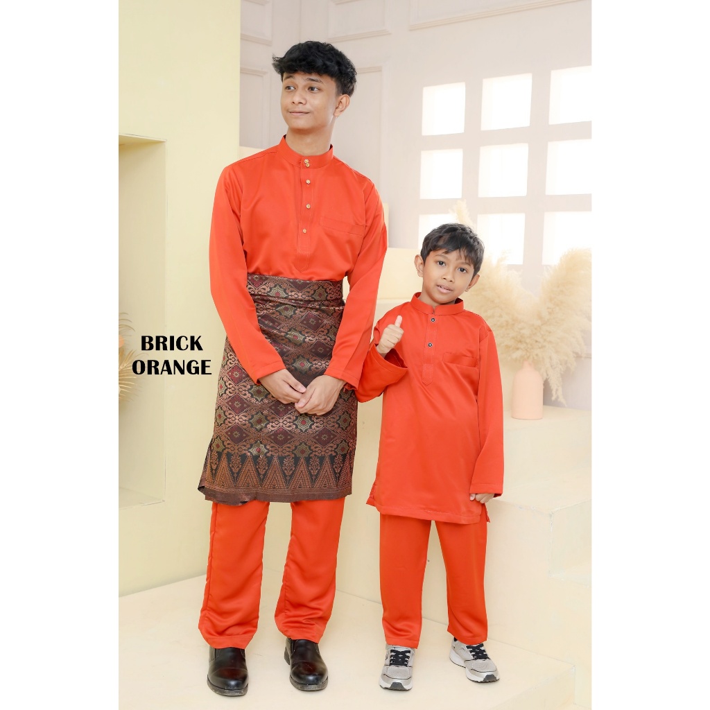 Baju Melayu Ayah Anak | Hot Warna Orange Brick | 2025 New Design-Edisi ...