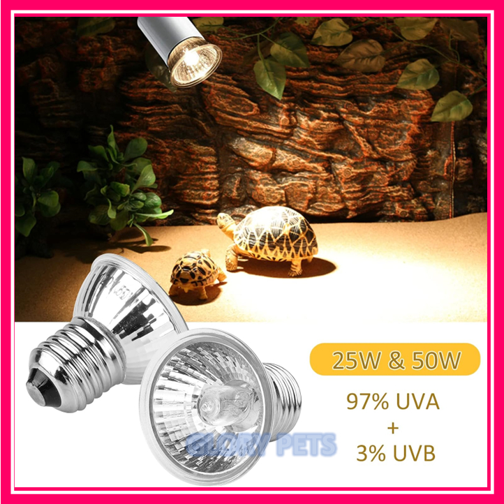 Reptile Lamp Light Bulb Basking Lampu Kura Kura Reptile Halogen Lamp UVA UVB Tortoise Heating ...