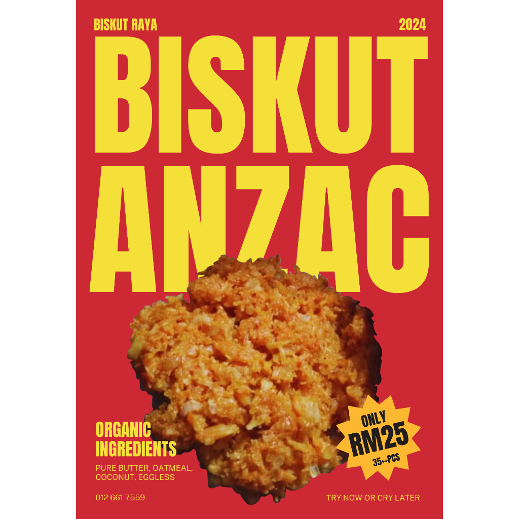 BISKUT RAYA 2024 ANZAC COOKIES #oatmeal #coconut #organicsnacks # ...
