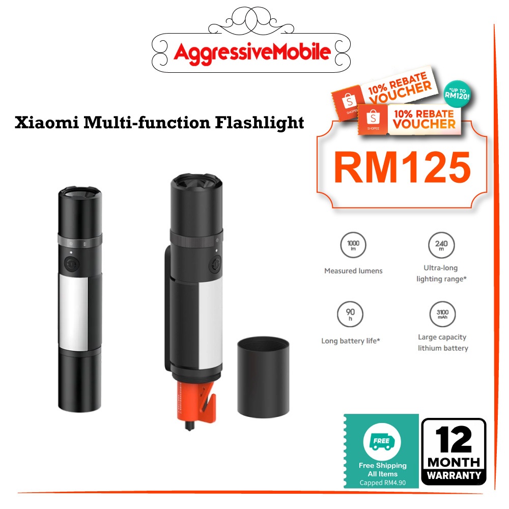 Xiaomi Multi-function Flashlight Window Breaker Safety Belt Cutter Car Emergency Light | Shopee ...