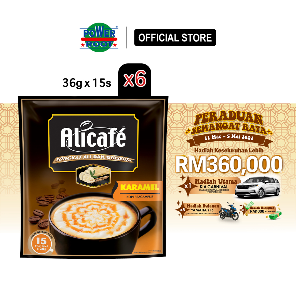 Alicafe Tongkat Ali & Ginseng Karamel (36g x 15 Sachets/6 Packs) | Shopee Malaysia
