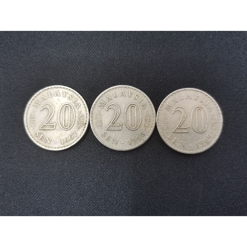 1967 1968 1969 20sen wang syiling lama Malaysia | Shopee Malaysia