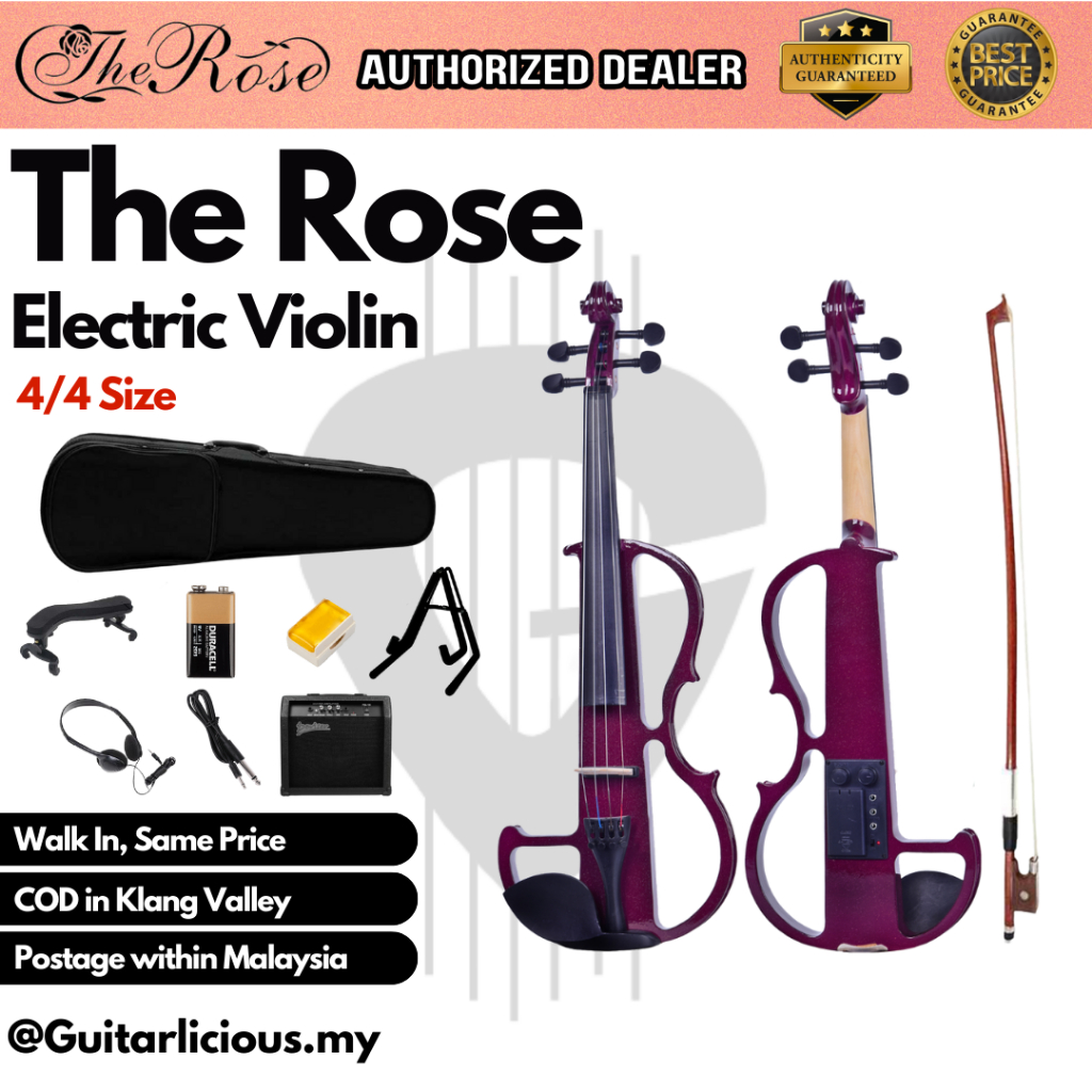 The Rose Electric Violin for Beginner 4/4 Full Size R-E10/ RE10 with ...