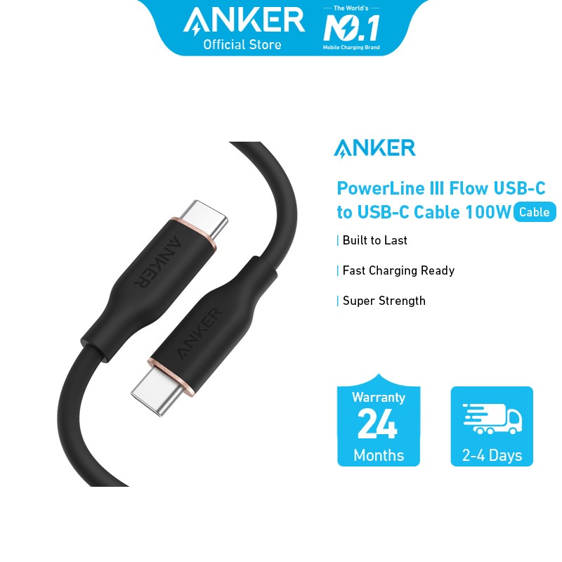 Anker PowerLine III Flow, USB C to USB C Cable 100W A8552 / A8553 | Shopee Malaysia