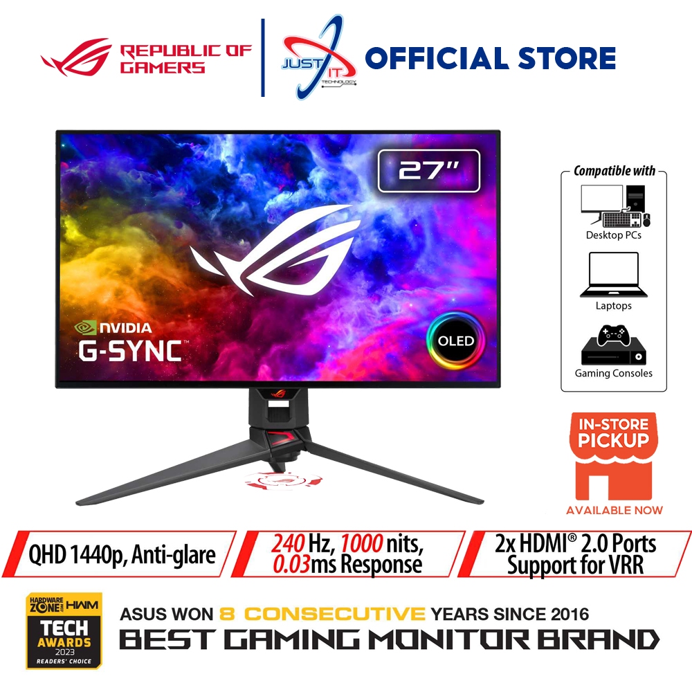 ASUS ROG SWIFT OLED PG27AQDM 26.5" GAMING MONITOR ( 26.5" OLED QHD / 0 ...