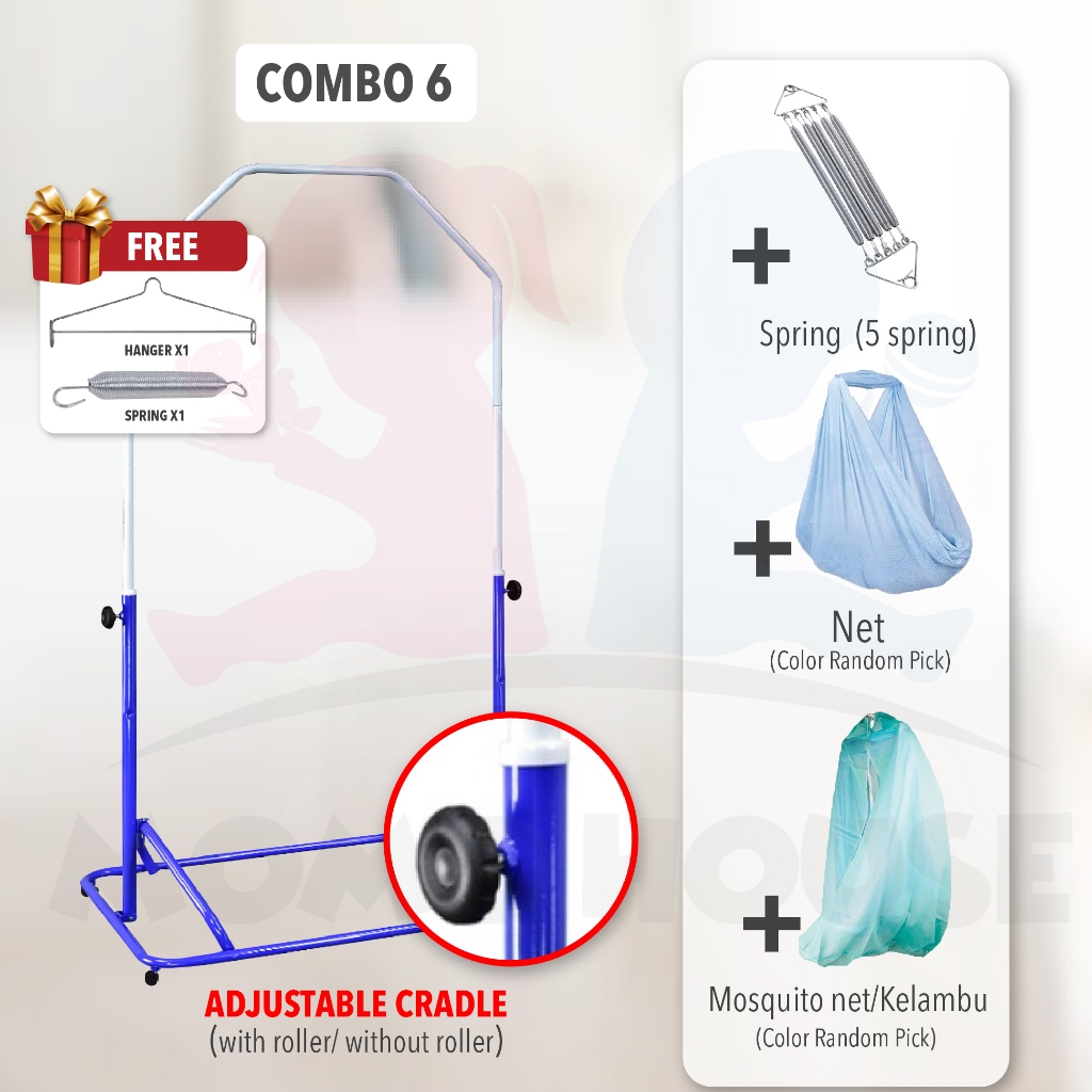 (NEW DESIGN) MOMO HOUSE Baby Spring Cot Stand/ Buaian Bayi/ Baby Cradle ...
