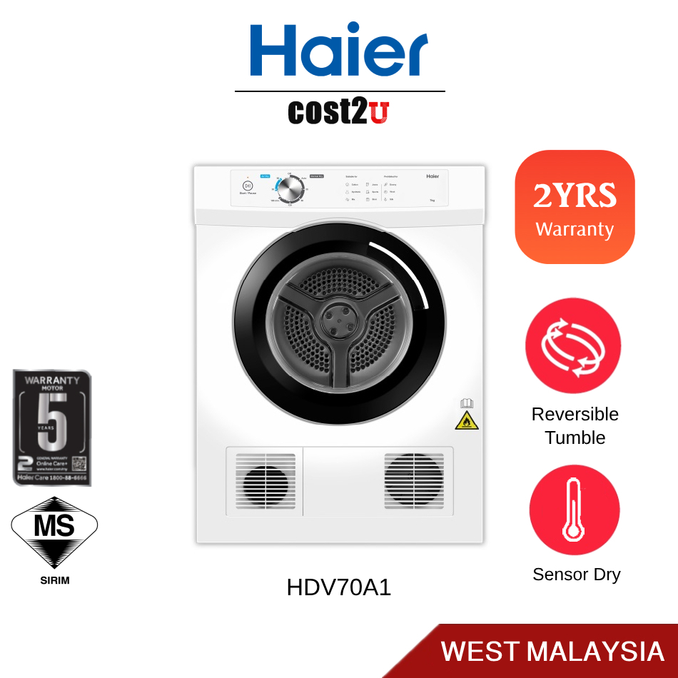Haier 7KG Venting Dryer with Sensor Dry | HDV70A1 PD-8000V (Mesin ...