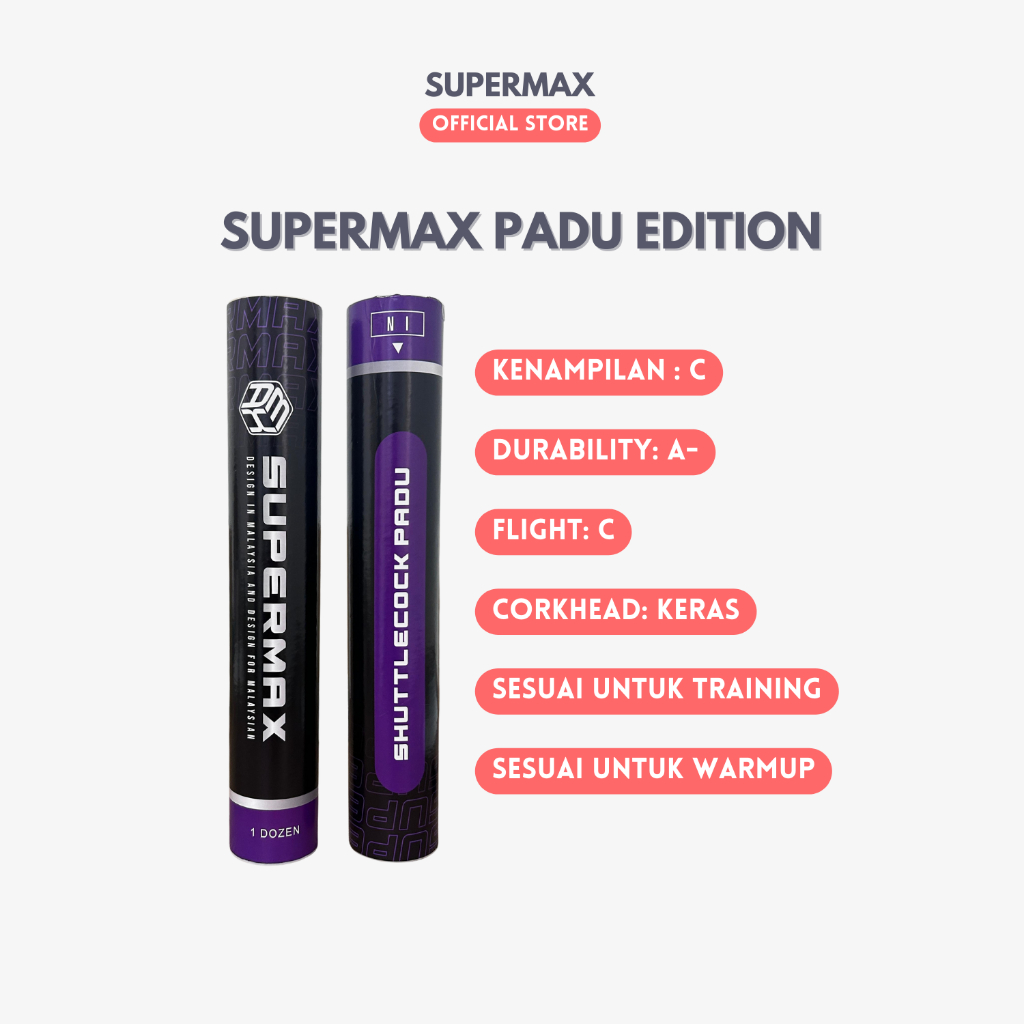Supermax Bola Badminton Shuttlecock Padu Edition | Suttlecock Badminton ...