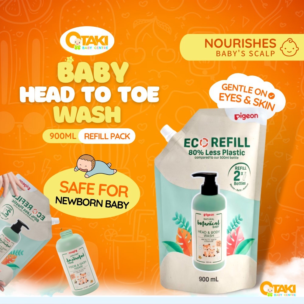 Pigeon Natural Botanical Baby Head To Toe 900ml Refiil Pack Baby Wash ...