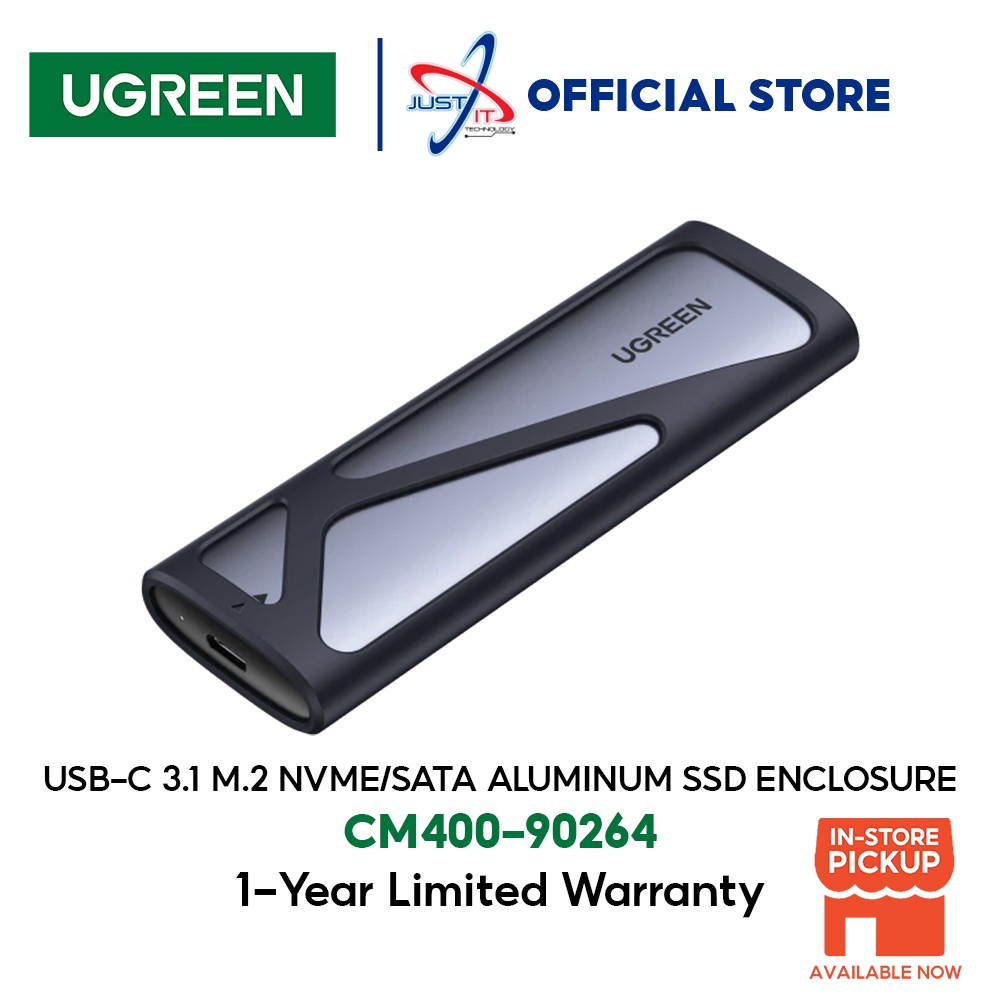 UGREEN USB-C 3.1 M.2 NVME/SATA Aluminium SSD Enclosure CM400-90264 ...