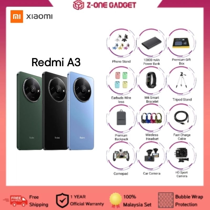 Redmi A3 | 8(4+4)GB RAM 128GB ROM | Shopee Malaysia