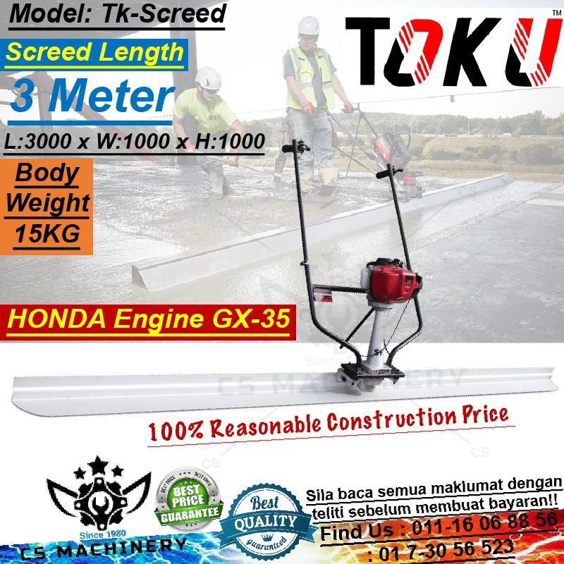 BEST BUY ‼️ TOKU MAGIC SCREED CONCRETE SCREED HONDA GX-35 ENGINE - TK ...