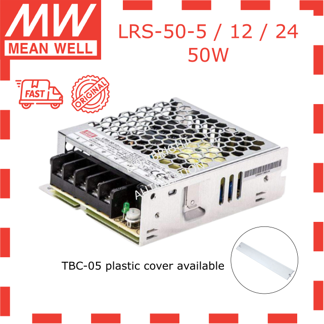 Mean Well LRS-50-5 LRS-50-12 LRS-50-24 Power Supply 50W 5V/10A, 12V/4.2A, 24V/2.2A | Shopee Malaysia