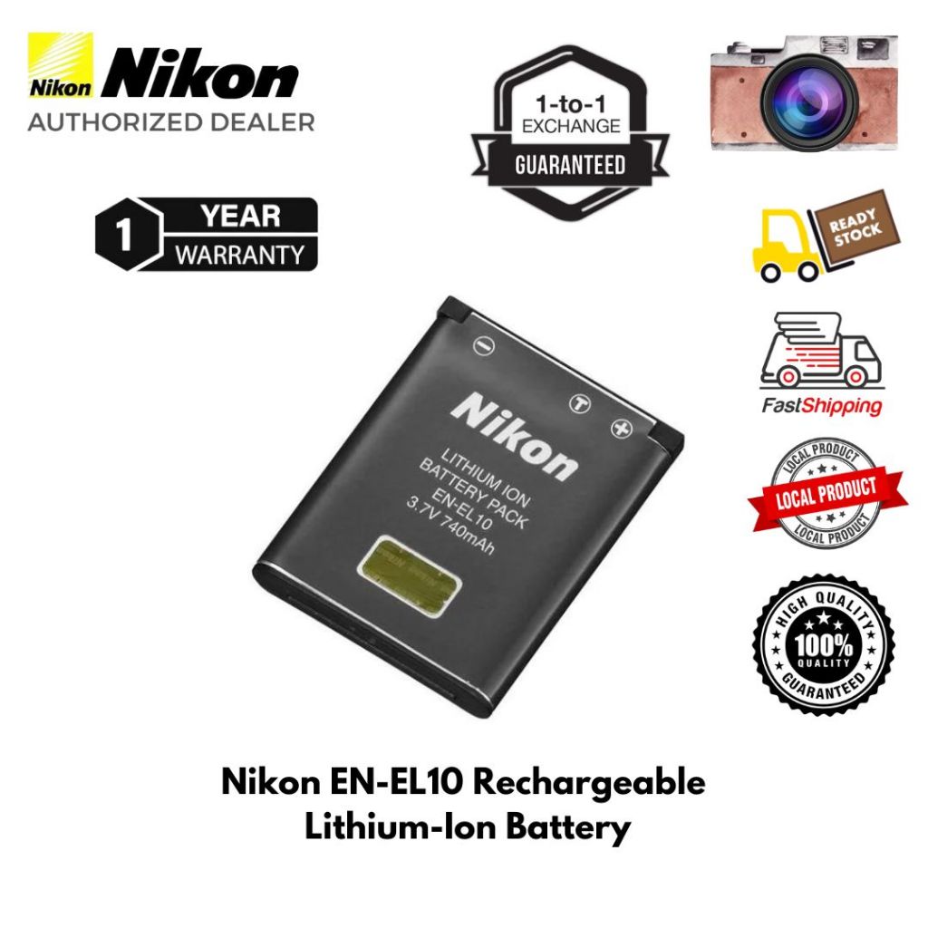Nikon EN-EL10 Lithium-ion Battery for Nikon Coolpix Digital Cameras (1 Year Warranty ) | Shopee ...