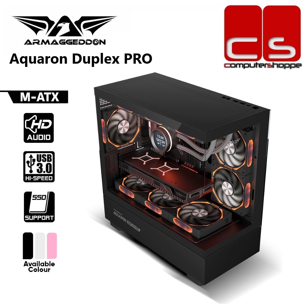 Armaggeddon Aquaron Duplex Pro M-ATX Transparent view PC Case - Black ...