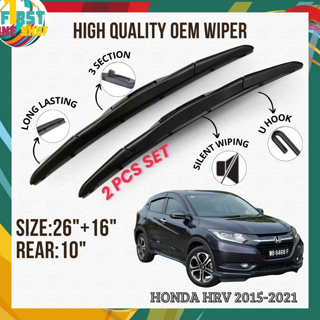 1 SET WIPER BLADE CAR WINDSHIELD WIPER FOR HONDA HRV 2015-2021 (26"+16 ...