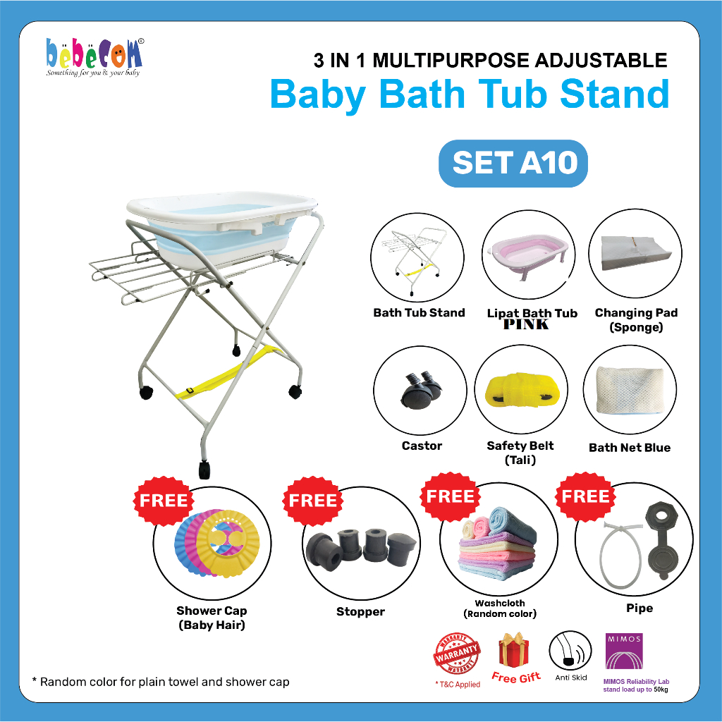 [READY STOCK] BEBECOM Multipurpose Baby Bath Tub Stand with Sturdy and ...