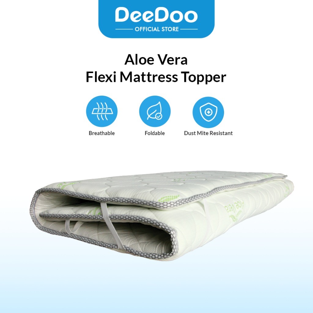 Deedoo Flexitop Aloe Vera Flexi Mattress Topper Anti bacterial and Anti ...