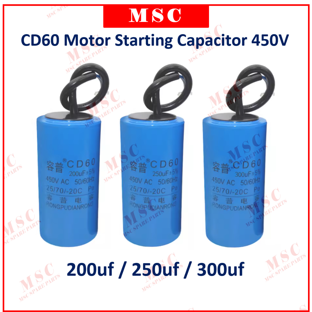 Motor Starting Capacitor CD60 450V Condenser Kapasitor 200UF/250UF ...