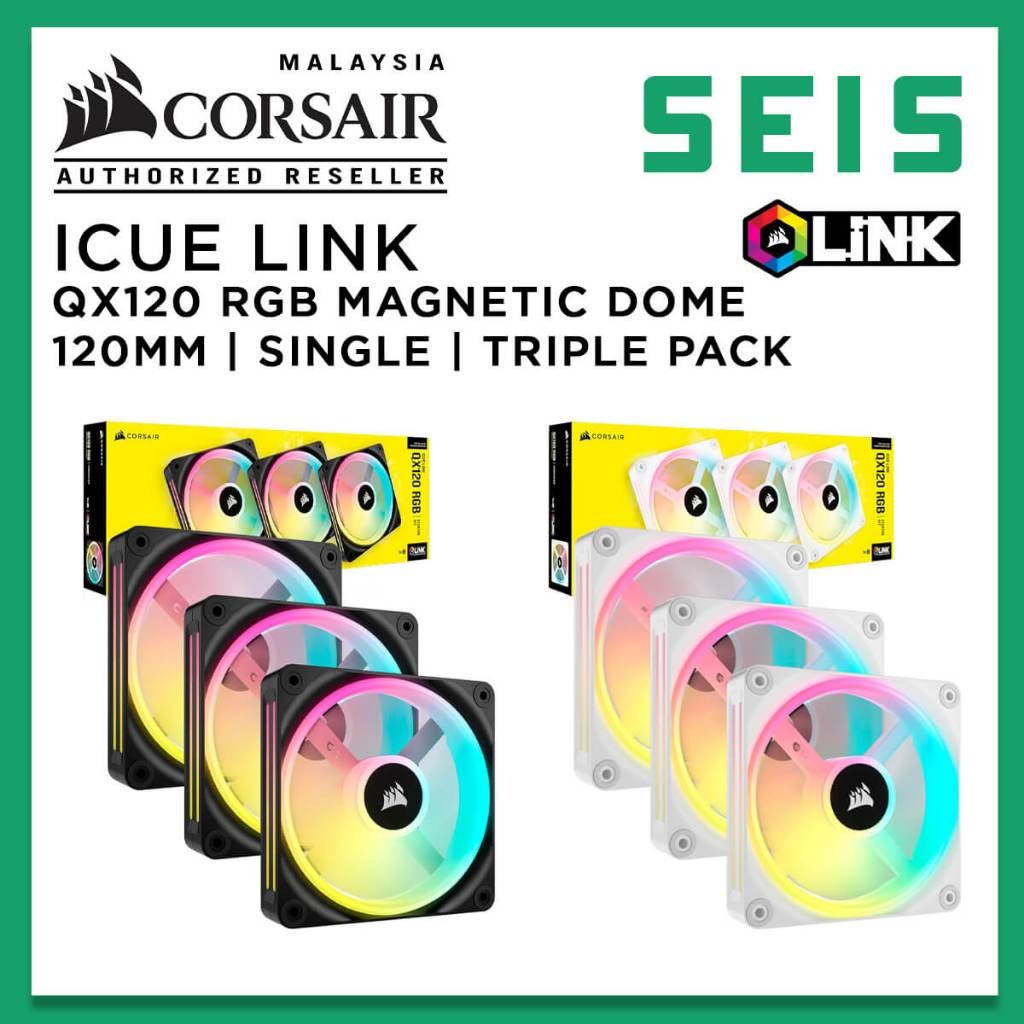 Corsair iCUE LINK QX120 RGB 120mm Magnetic Dome RGB - Black White ...