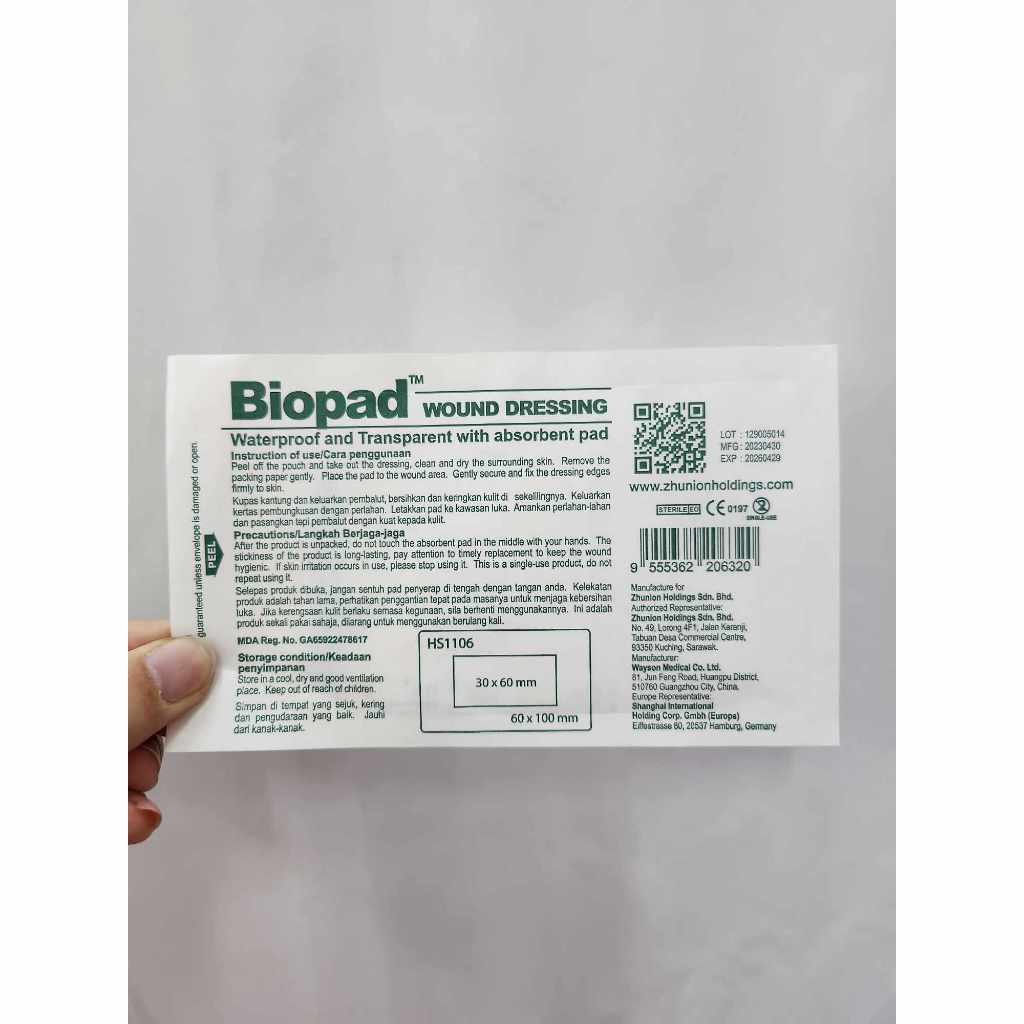 BIOPAD WOUND DRESSING 6cm x 10cm 1pcs | Shopee Malaysia