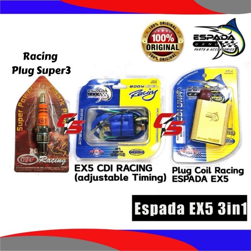 EX5 ESPADA Racing CDI (Adjustable)+ Spark Plug Espada + APIDO Plug Coil ...