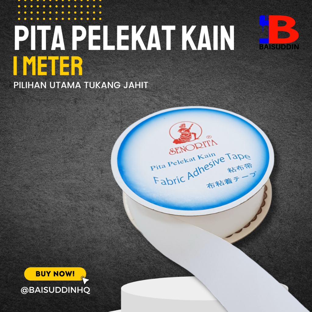 1meter Seletip Lencana Sekolah Pita Pelekat Kain / DOUBLE SIDED FUSIBLE ...