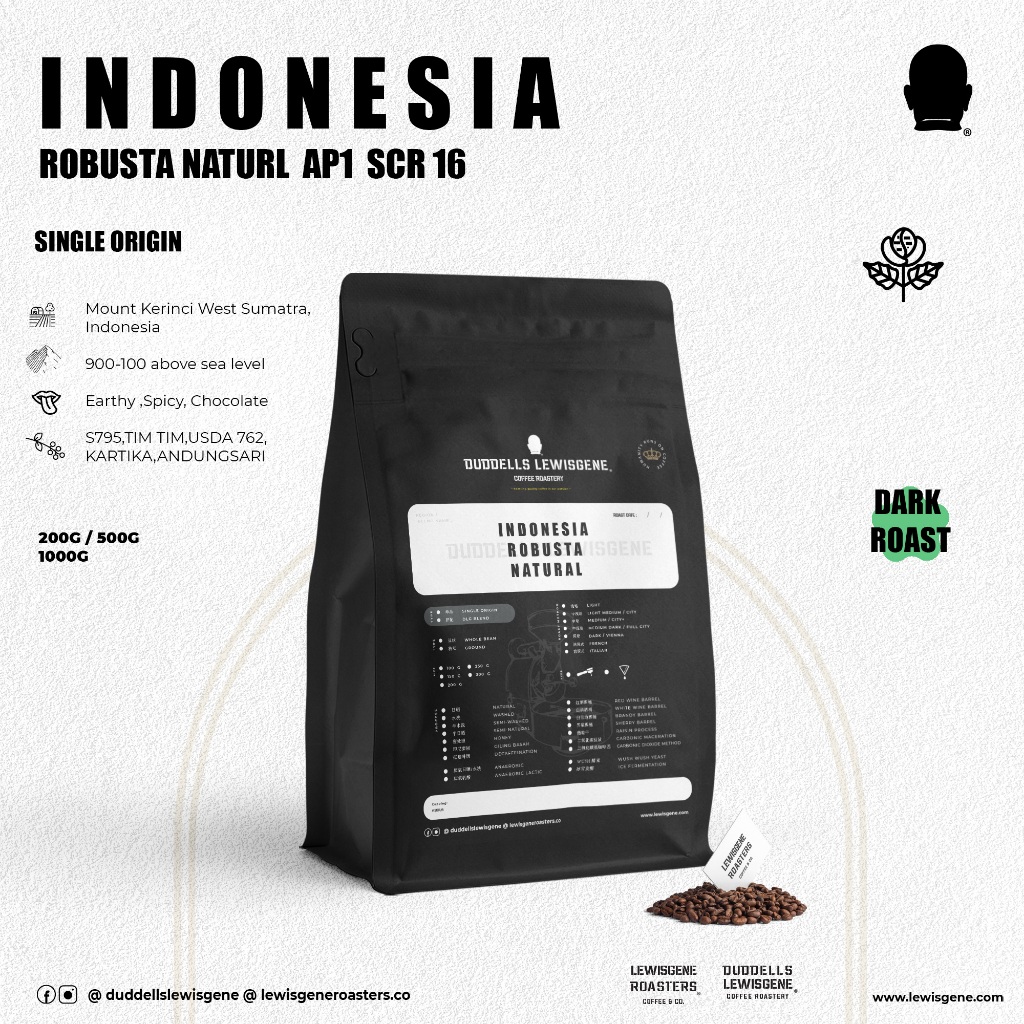(SOE) 100% Indonesia Sumatra Robusta Natural Dark Roasted Coffee Beans ...