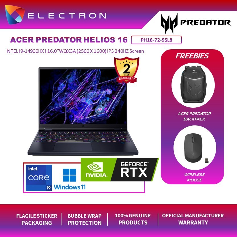 Acer Predator Helios 16 PH16-72-95L8 16" WQXGA 240Hz Gaming Laptop (I9 ...