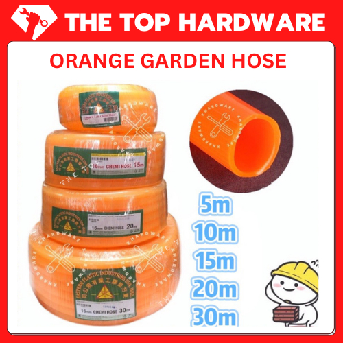 *THETOPHARDWARE* PVC GARDEN ORANGE HOSE 2MM THICKNESS 5M 10M 15M 20M 30M PAIP AIR GETAH OREN ...