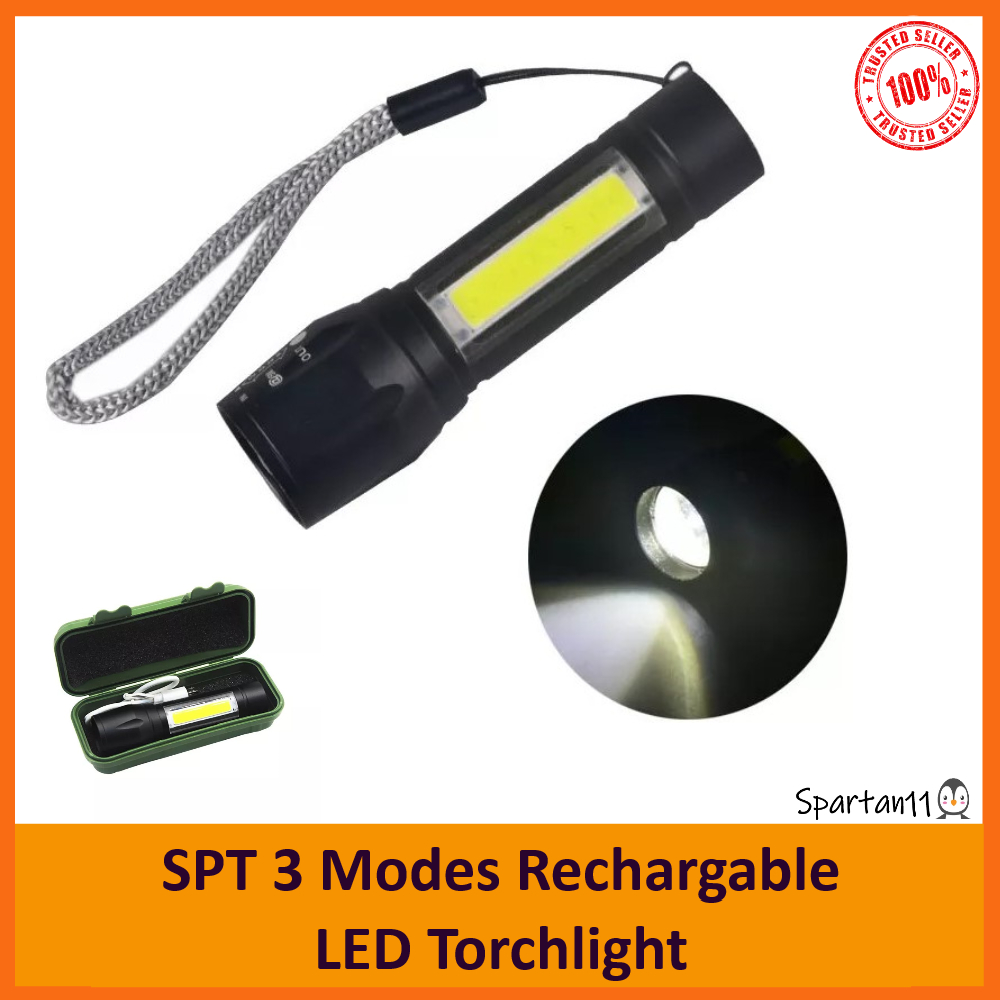 SPT Portable 3 Mode Torch Light Rechargeable Camping Light Waterproof ...