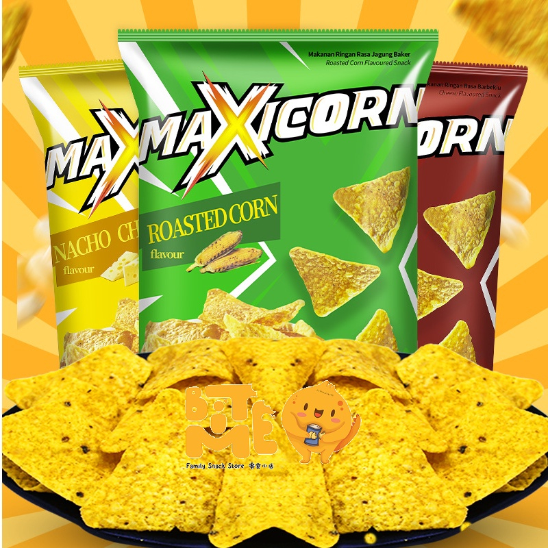 Indonesia Crispy Maxicorn Triangular Potato Chips Roasted Corn / Nacho ...