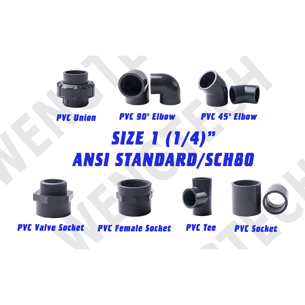 PVC Pipe Fitting SCH80 1(1/4)" PVC Elbow/PVC Union/PVC Tee/PVC Socket ...