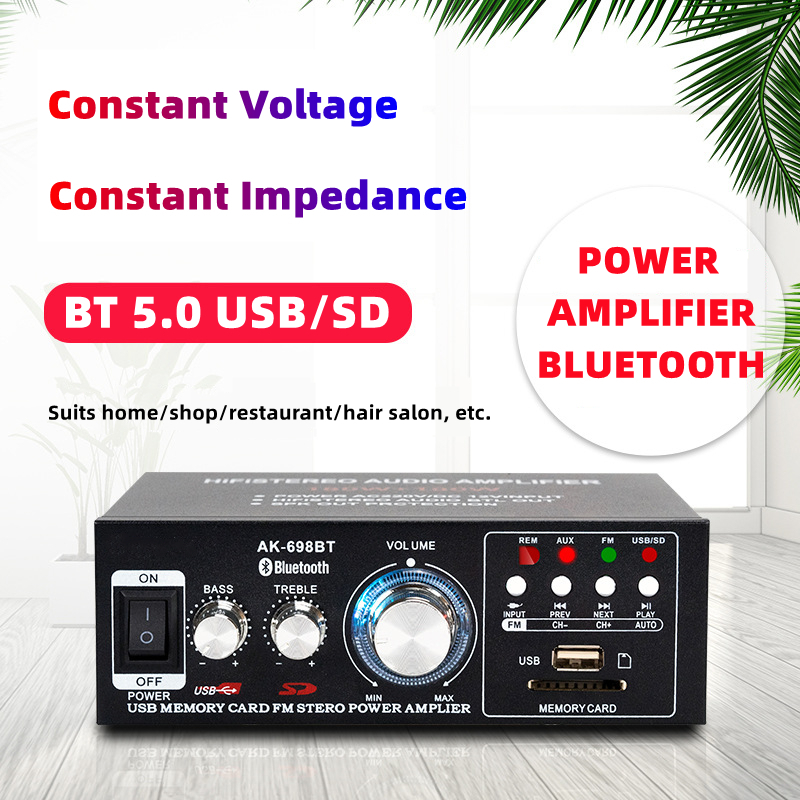 mini Public Address Amplifier Bluetooth 70V 100V Power Amp Audio USB SD ...