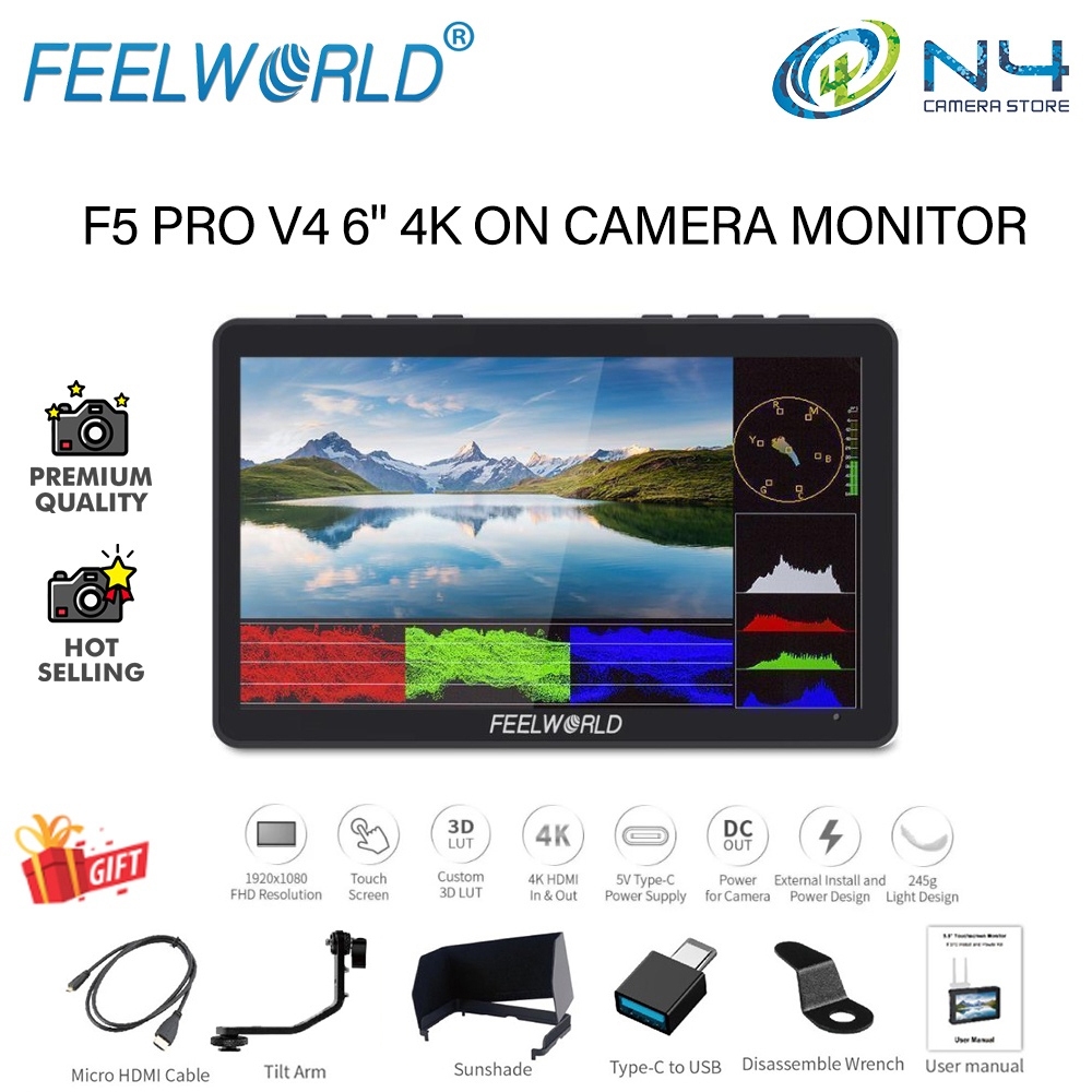 FEELWORLD F5 Pro V4 Touch Screen DSLR Camera Field Monitor 3D LUT 4K ...