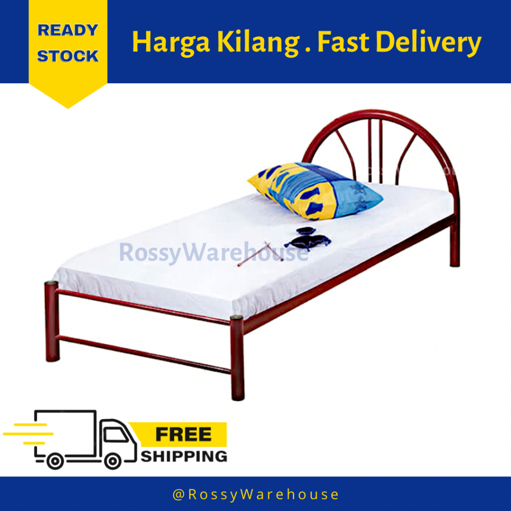 Single Bed Frame Maroon / Cold Rolled Metal Bed / Single Bed Budget ...
