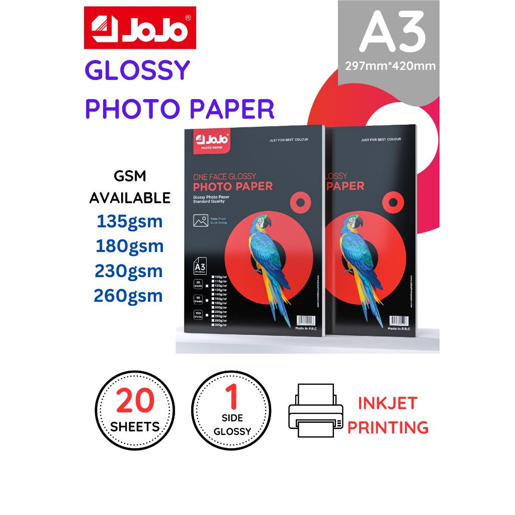 [ A3 SINGLE SIDE GLOSSY ] 20'S JOJO WATER RESISTANT SUPER GLOSSY PHOTO ...