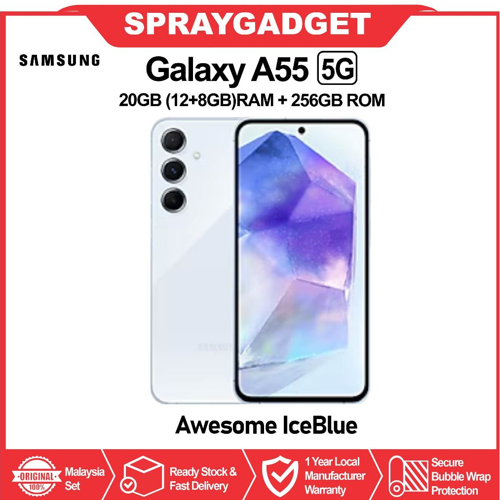 Samsung Galaxy A55 5G (12+8GB Extended RAM + 256GB ROM) 50MP Triple ...