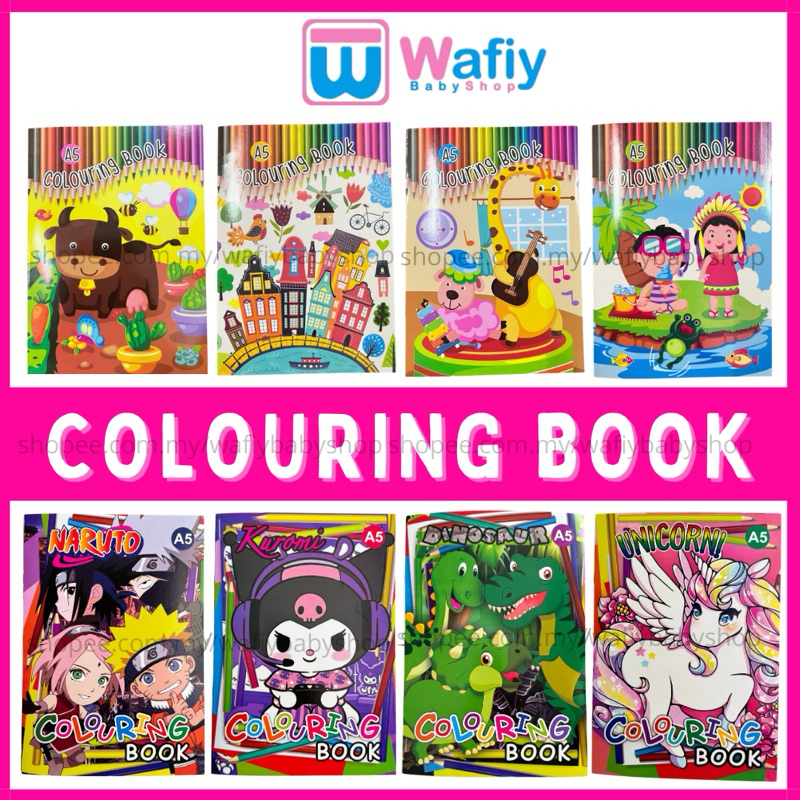 🔥Buku mewarna / colouring book A5 A4 cartoon 16 muka surat fancy ...