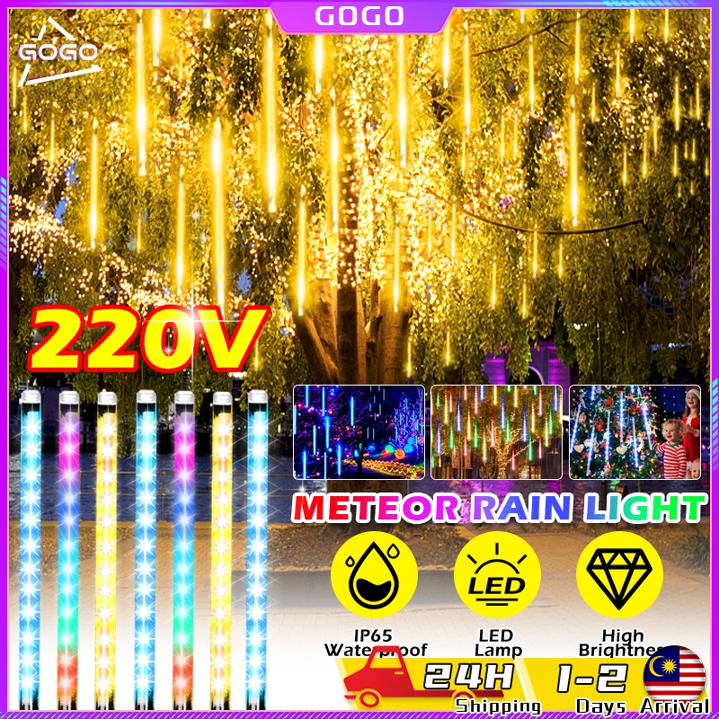 Solar Meteor Shower Rain Lights LED Outdoor Waterproof Icicle Fairy ...