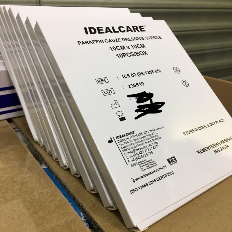 Idealcare paraffin gauze dressing, Sterile 10x10cm 10pcs/box | Shopee ...